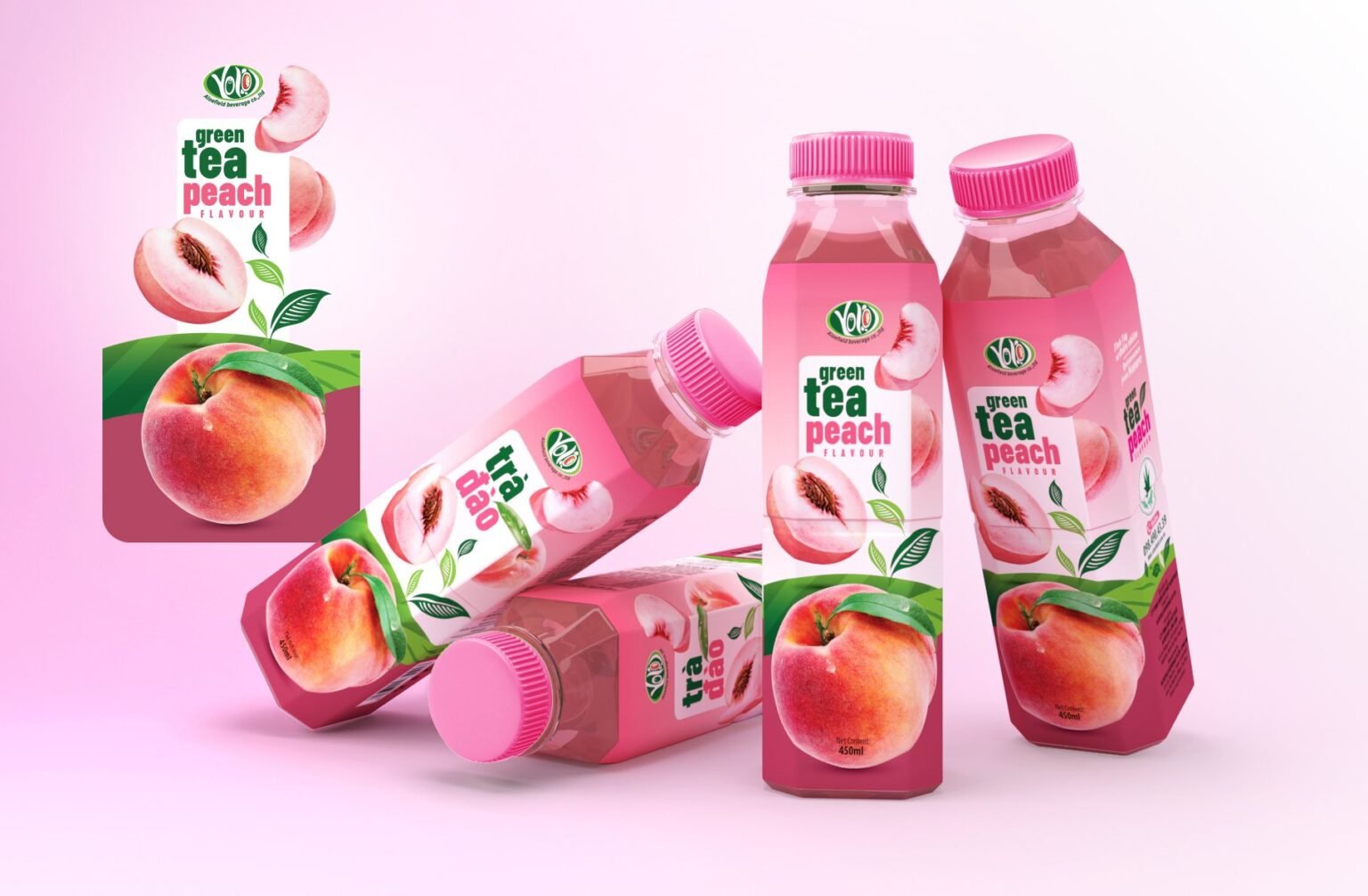 450ml pet bottle green tea drink with peach flavor - Aloefield ...