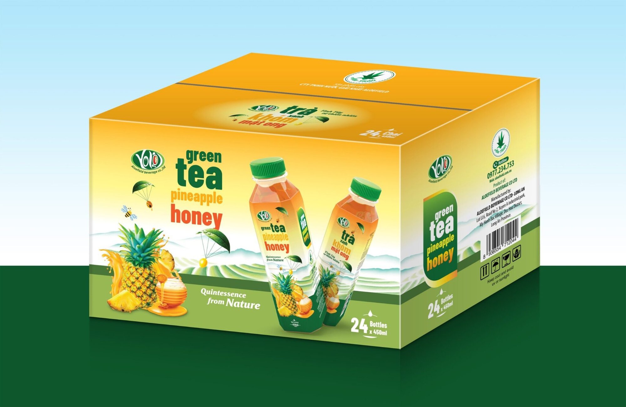 450ml pet bottle green tea drink with pineapple honey - Aloefield ...